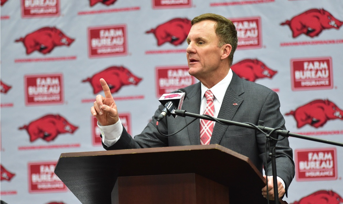 University of Arkansas introduces Chad Morris as new football coach ...